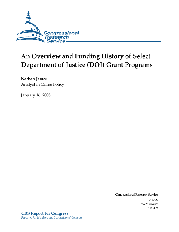 An Overview and Funding History of Select Department of Justice (DOJ ...