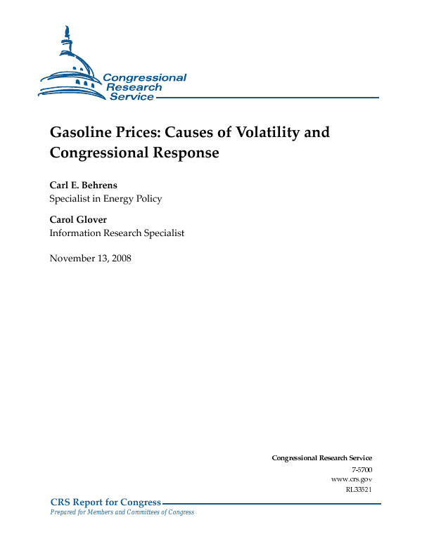Gasoline Prices: Causes of Volatility and Congressional Response ...