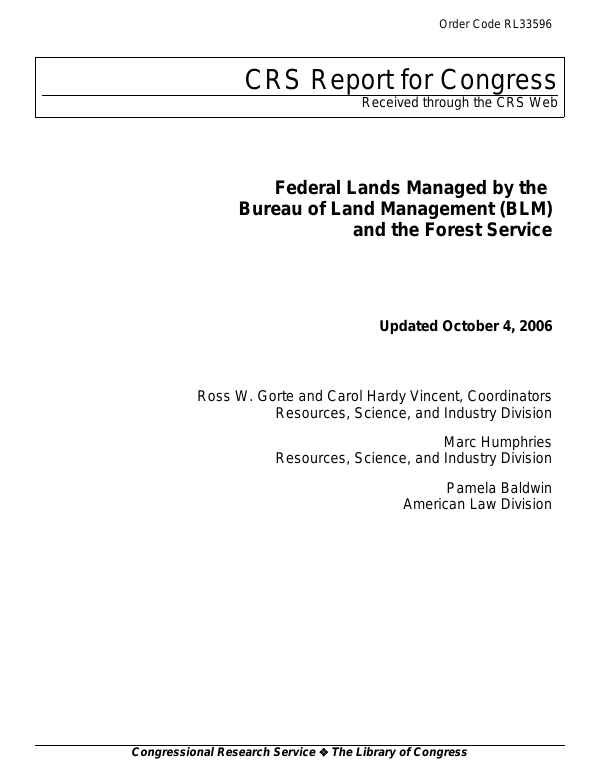 Federal Lands Managed by the Bureau of Land Management (BLM) and the ...