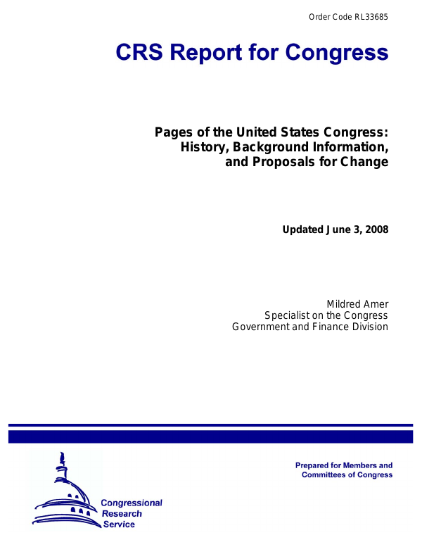 Pages of the United States Congress: History, Background Information ...