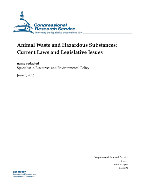 Animal Waste and Hazardous Substances: Current Laws and Legislative ...