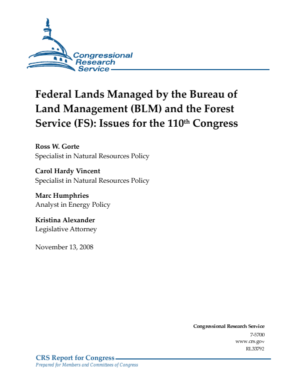 Federal Lands Managed by the Bureau of Land Management (BLM) and the ...
