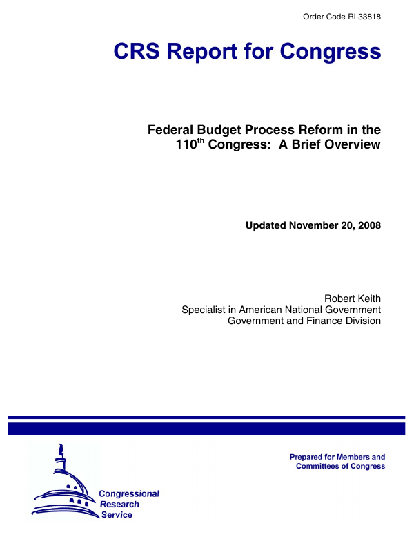 Federal Budget Process Reform in the 110th Congress: A Brief Overview ...