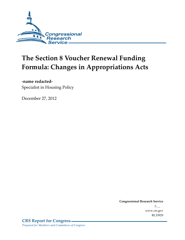 The Section 8 Voucher Renewal Funding Formula: Changes in ...
