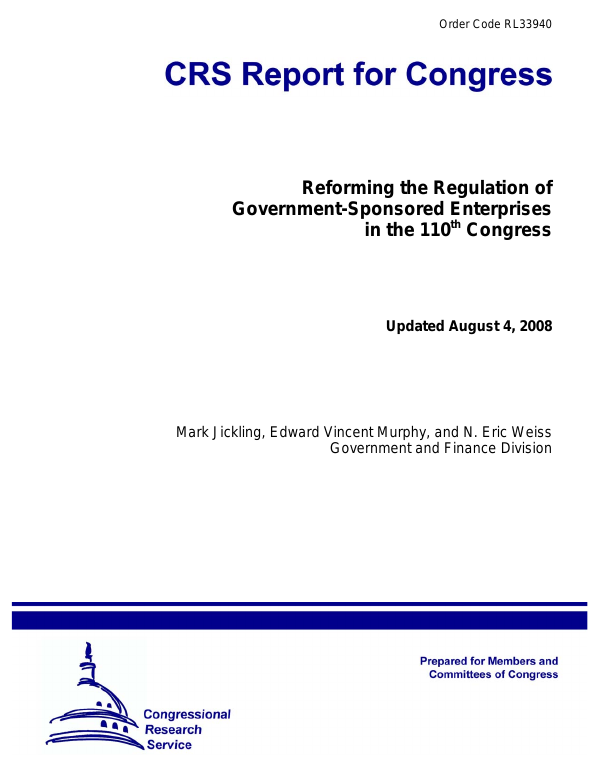 Reforming the Regulation of Government-Sponsored Enterprises in the ...
