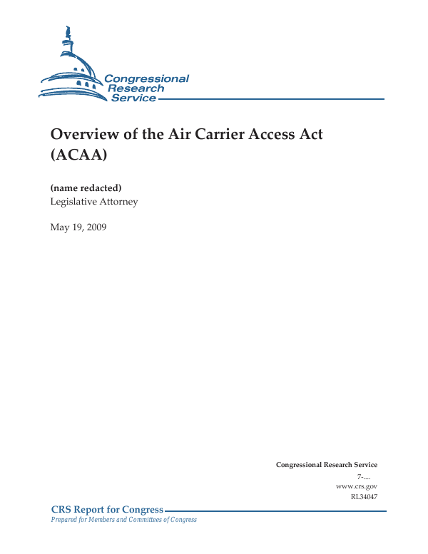 Overview of the Air Carrier Access Act (ACAA) - EveryCRSReport.com