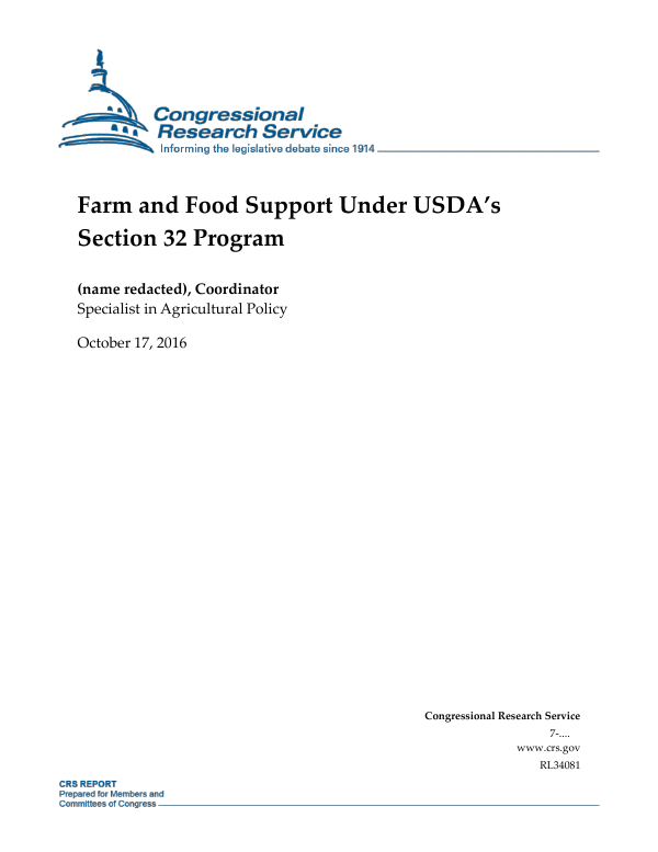 Farm and Food Support Under USDA’s Section 32 Program - EveryCRSReport.com