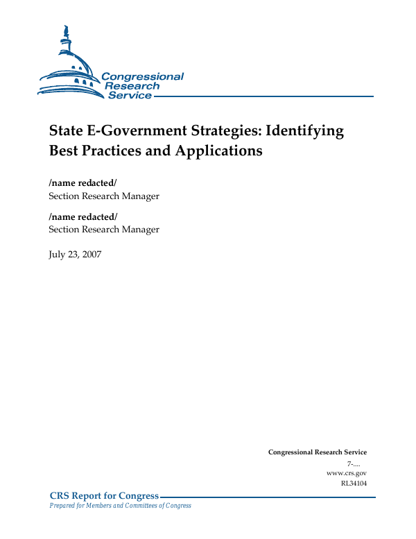 State E-Government Strategies: Identifying Best Practices and ...