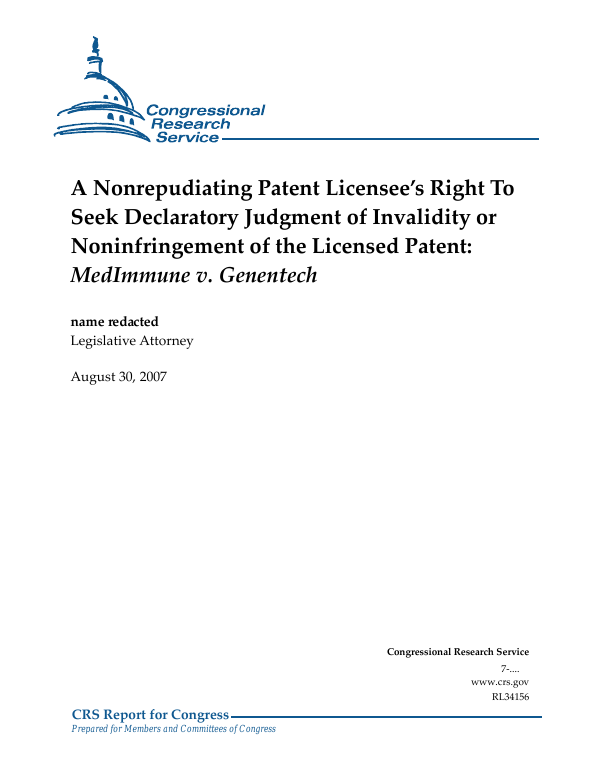 A Nonrepudiating Patent Licensee’s Right To Seek Declaratory Judgment ...