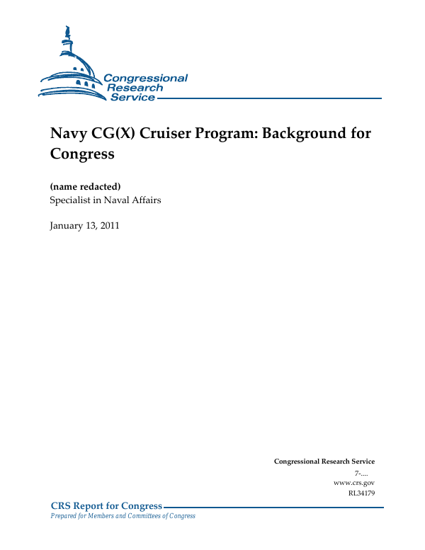Navy CG(X) Cruiser Program: Background for Congress - EveryCRSReport.com
