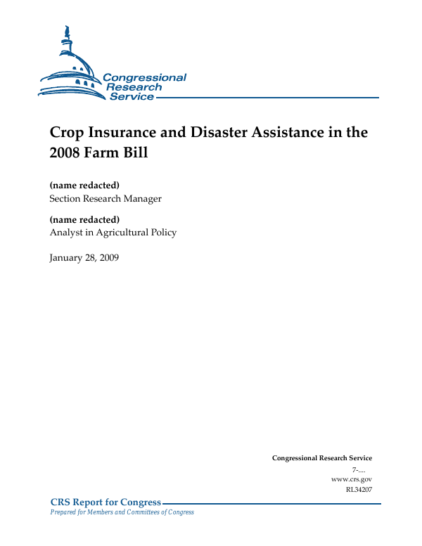 Crop Insurance and Disaster Assistance in the 2008 Farm Bill ...