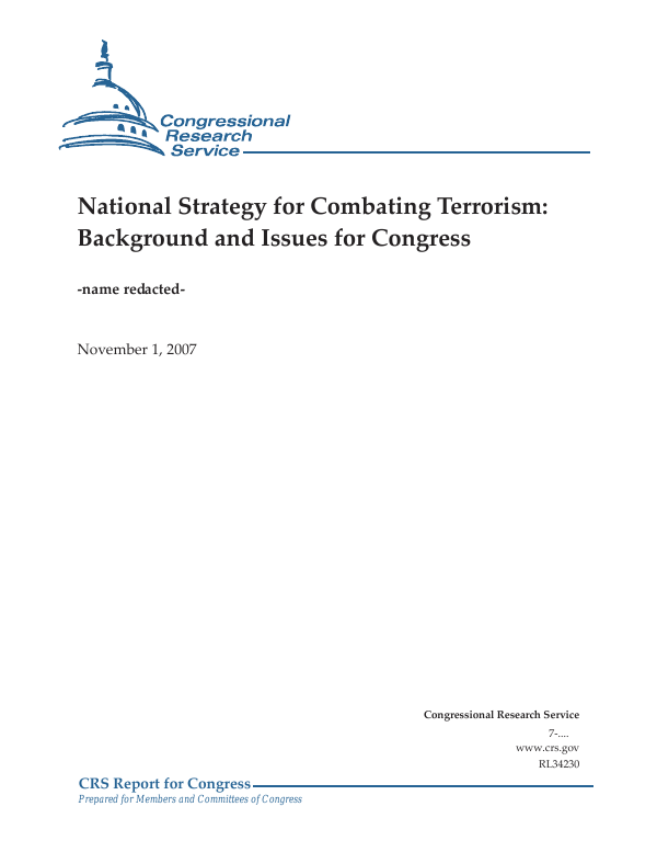 National Strategy for Combating Terrorism: Background and Issues for ...