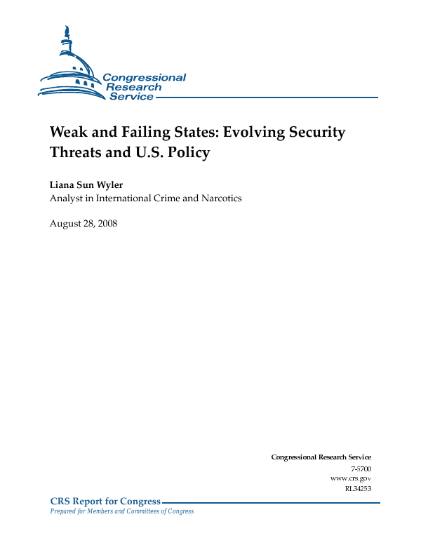 Weak and Failing States: Evolving Security Threats and U.S. Policy ...