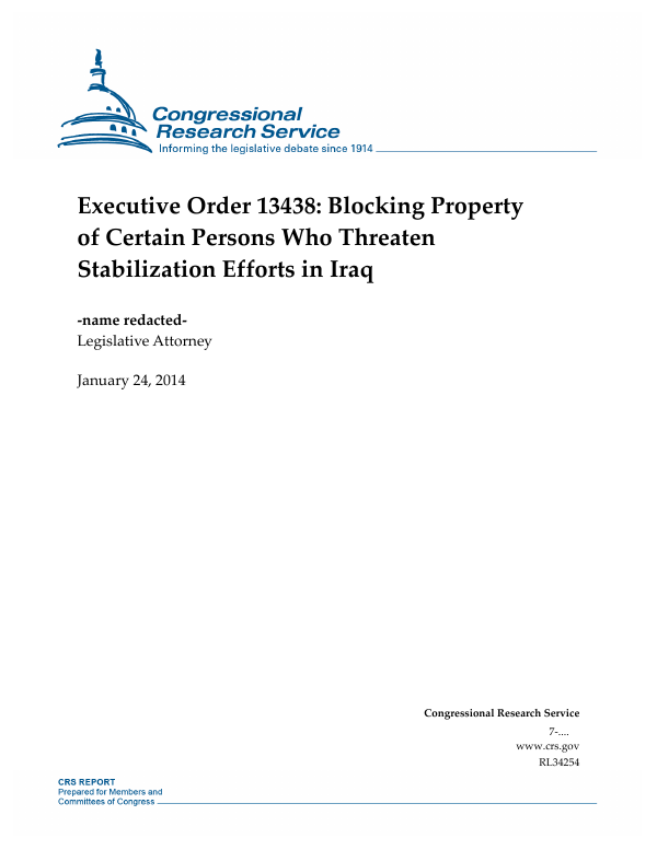 Executive Order 13438: Blocking Property of Certain Persons Who ...