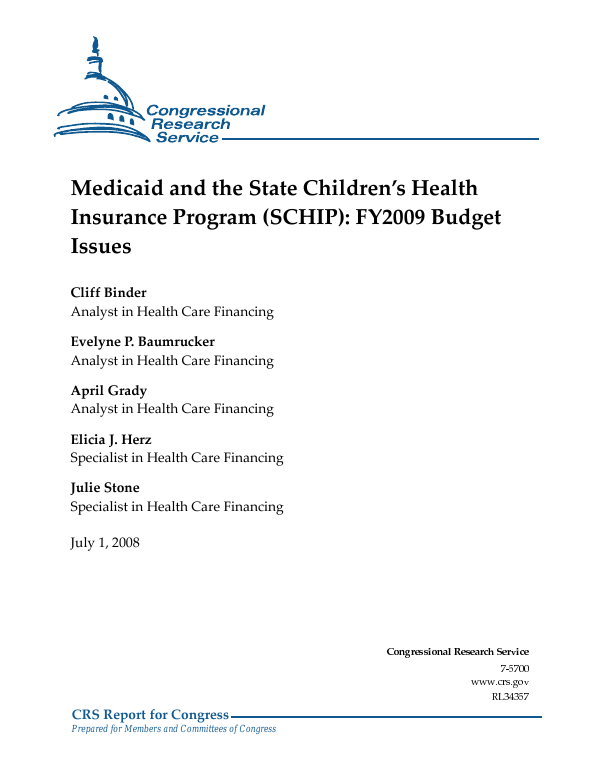 Medicaid and the State Children’s Health Insurance Program (SCHIP ...