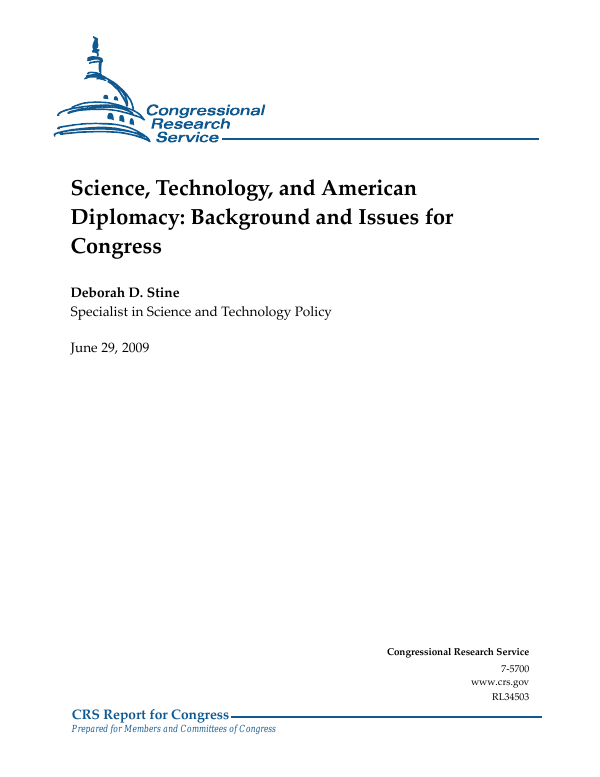 Science, Technology, and American Diplomacy: Background and Issues for ...