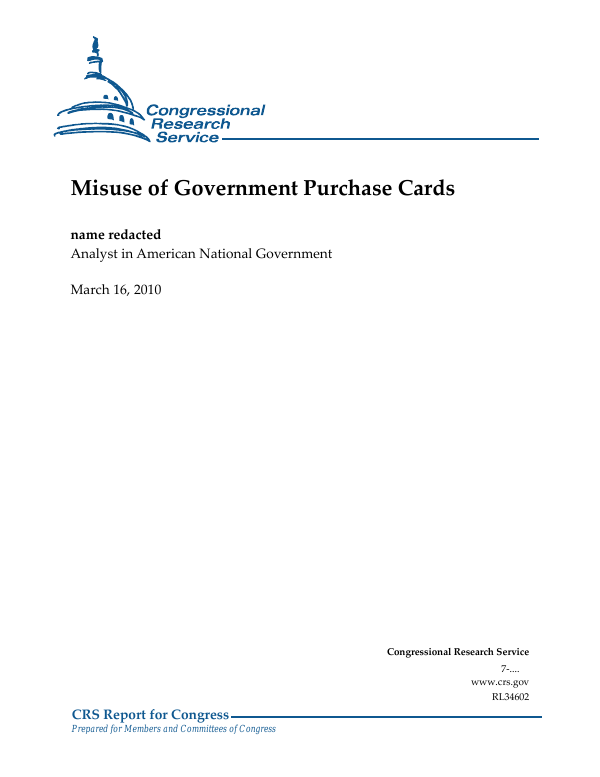 Misuse of Government Purchase Cards - EveryCRSReport.com