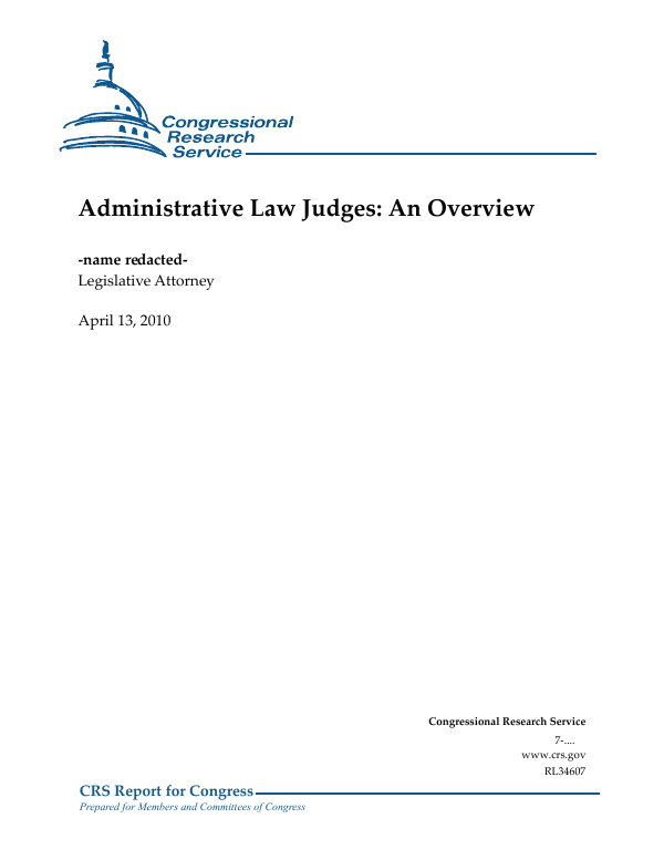 Administrative Law Judges: An Overview - EveryCRSReport.com