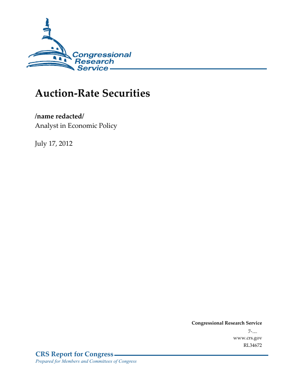 Auction-Rate Securities - EveryCRSReport.com