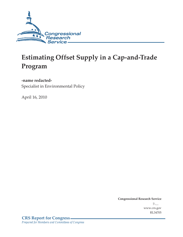 Estimating Offset Supply in a Cap-and-Trade Program - EveryCRSReport.com