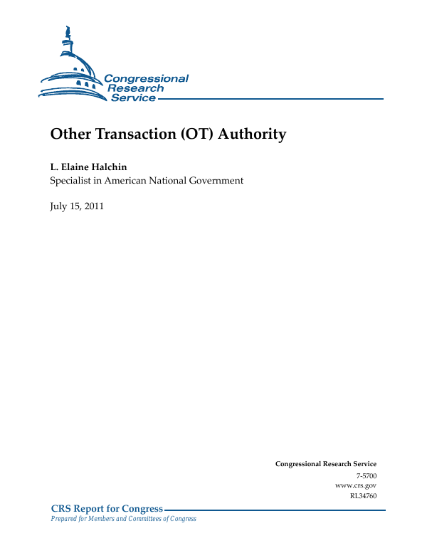 Other Transaction (OT) Authority - EveryCRSReport.com