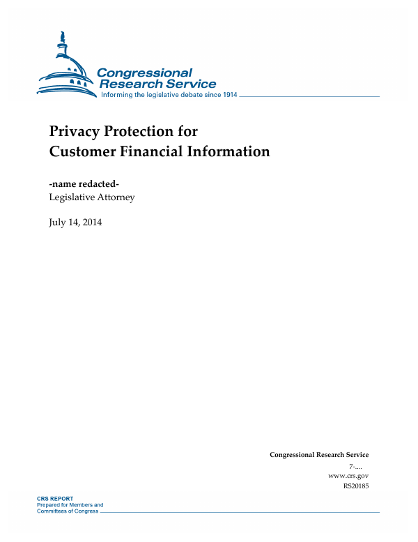 Privacy Protection for Customer Financial Information - EveryCRSReport.com