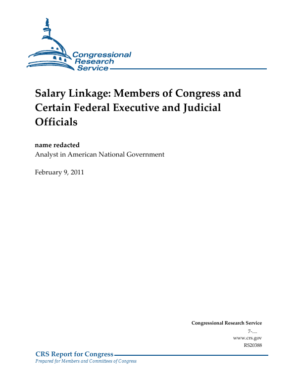 Salary Linkage: Members of Congress and Certain Federal Executive and ...
