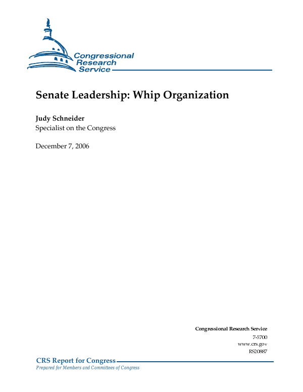 Senate Leadership: Whip Organization - EveryCRSReport.com