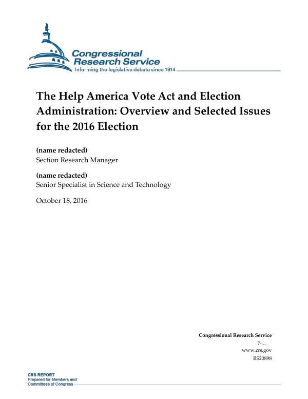 The Help America Vote Act and Election Administration: Overview and ...