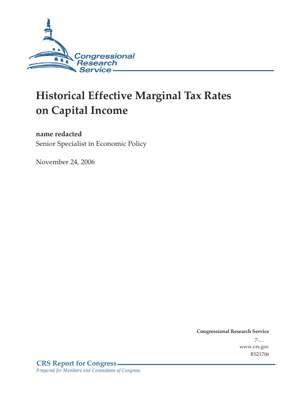 Historical Effective Marginal Tax Rates on Capital Income ...