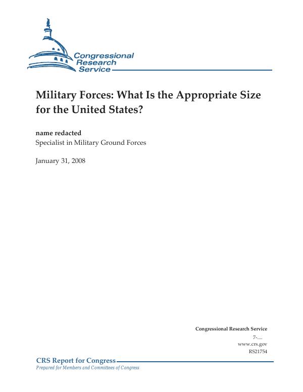 Military Forces: What Is the Appropriate Size for the United States ...