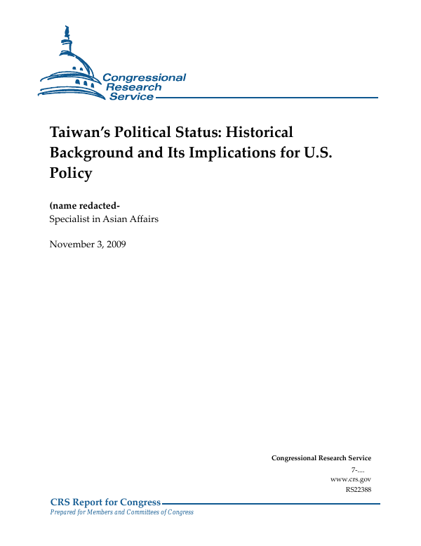 Taiwan’s Political Status: Historical Background and Its Implications ...