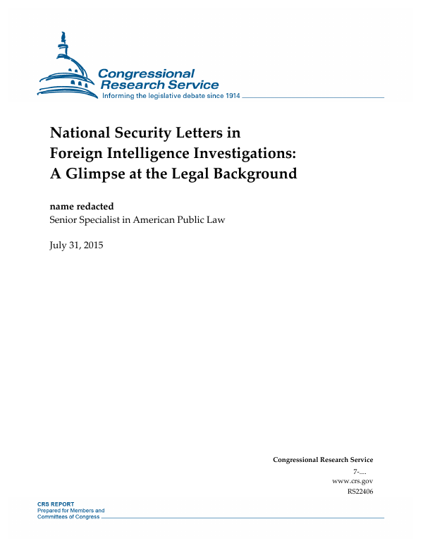 National Security Letters in Foreign Intelligence Investigations: A ...