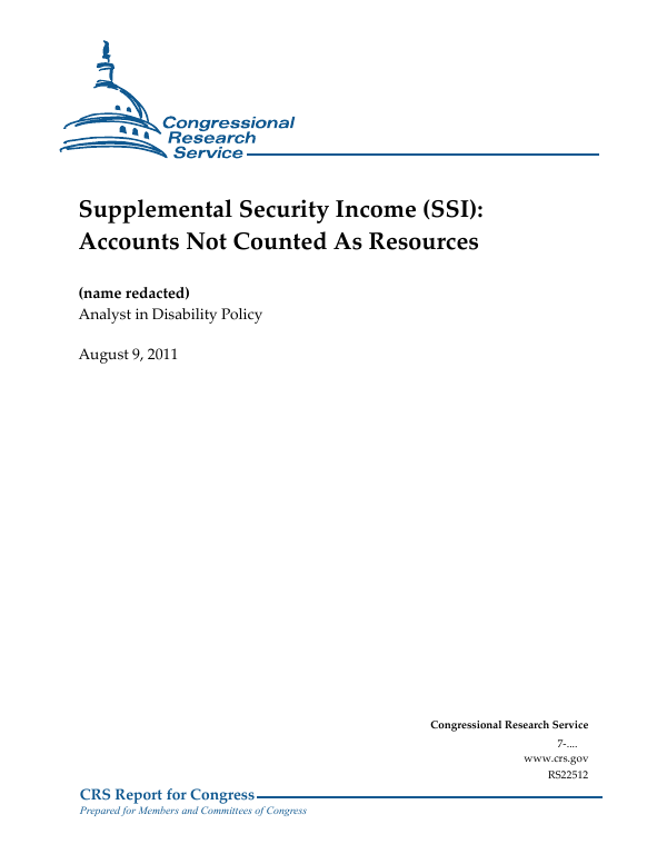 Supplemental Security Income (SSI): Accounts Not Counted As Resources ...