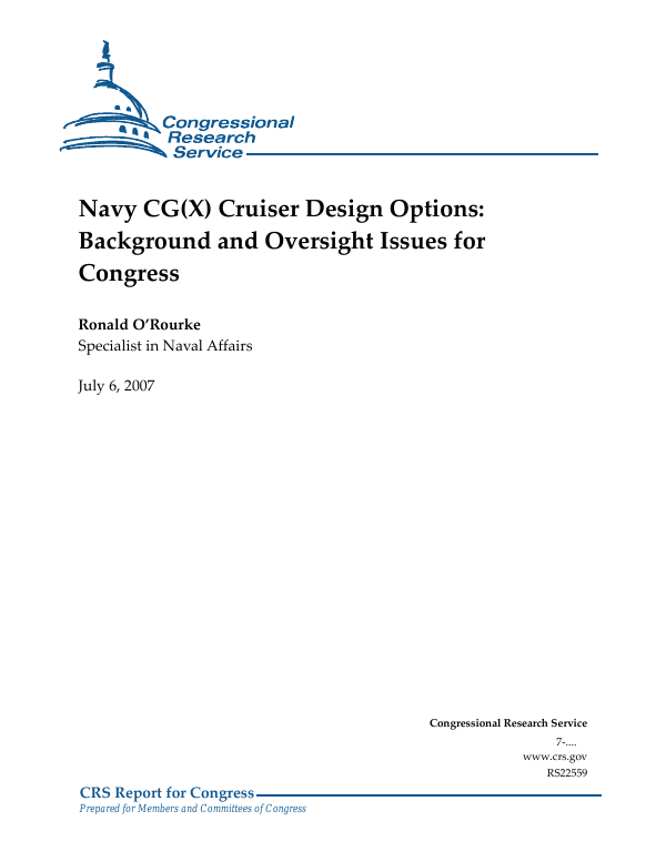 Navy CG(X) Cruiser Design Options: Background and Oversight Issues for ...