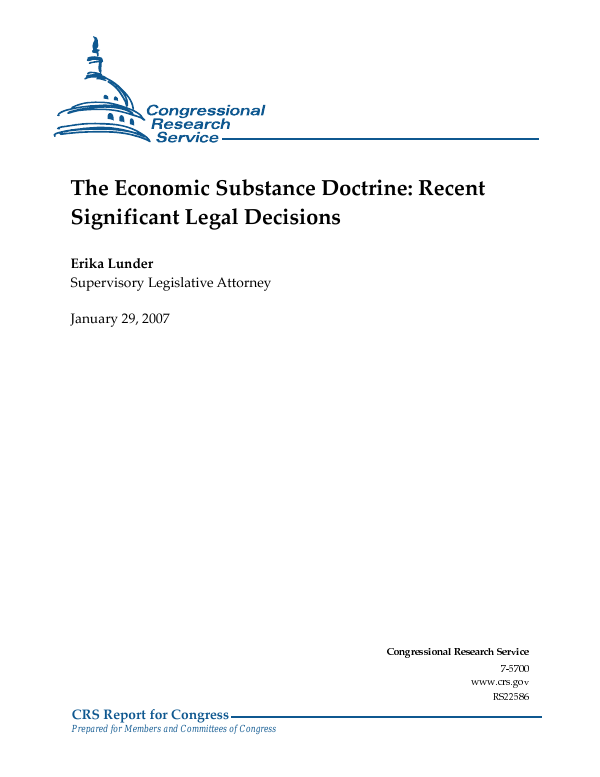 The Economic Substance Doctrine: Recent Significant Legal Decisions ...