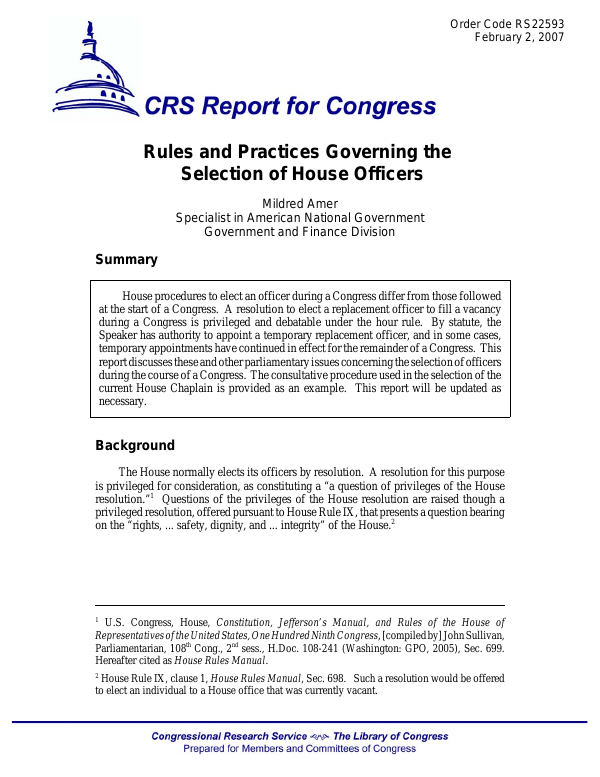 Rules and Practices Governing the Selection of House Officers ...