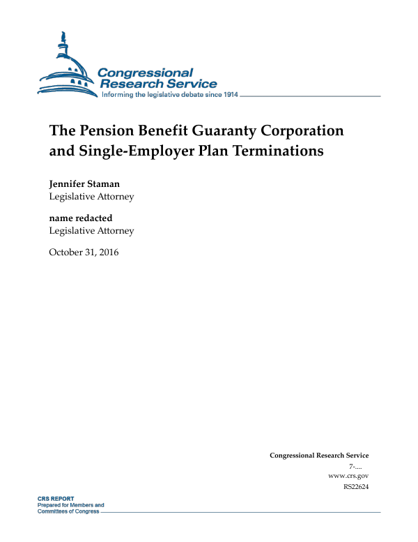 The Pension Benefit Guaranty Corporation and Single-Employer Plan ...