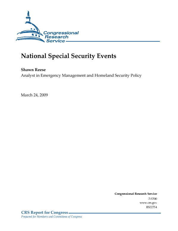 National Special Security Events - EveryCRSReport.com