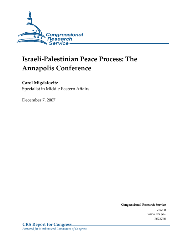Israeli-Palestinian Peace Process: The Annapolis Conference ...