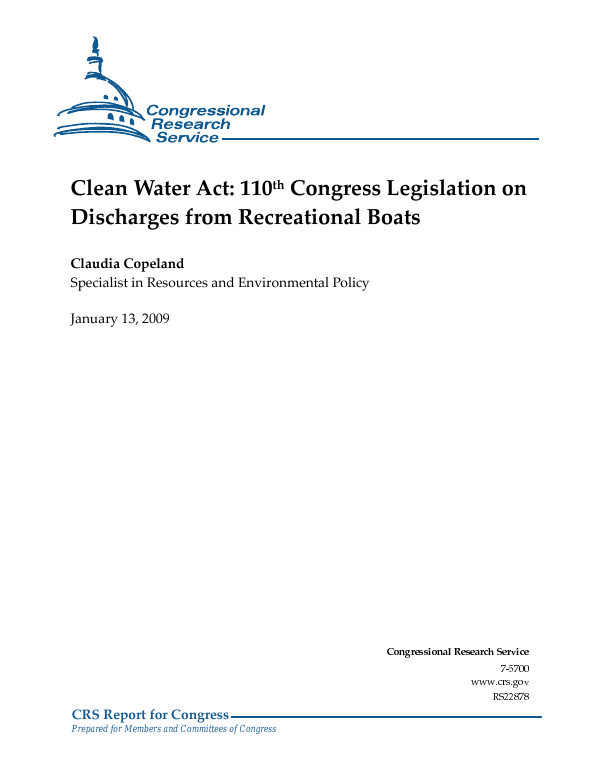 Clean Water Act: 110th Congress Legislation on Discharges from ...