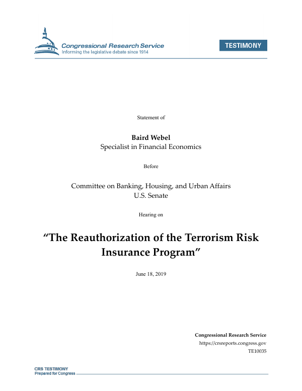 The Reauthorization of the Terrorism Risk Insurance Program ...