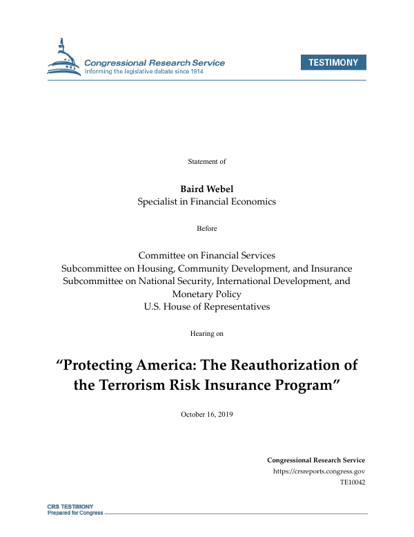 Protecting America: The Reauthorization of the Terrorism Risk Insurance ...