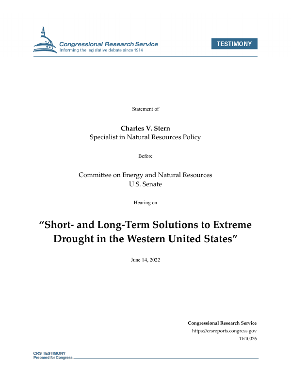 Short- and Long-Term Solutions to Extreme Drought in the Western United ...