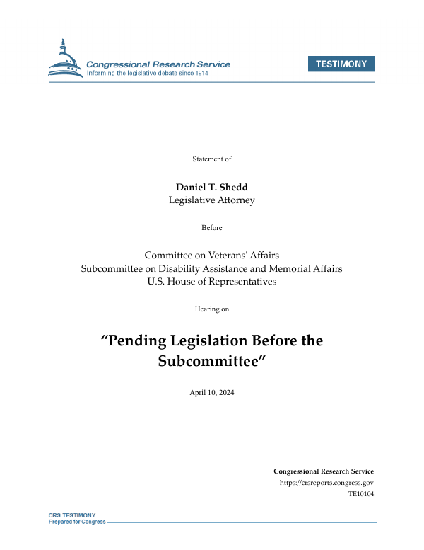 Pending Legislation Before the Subcommittee - EveryCRSReport.com