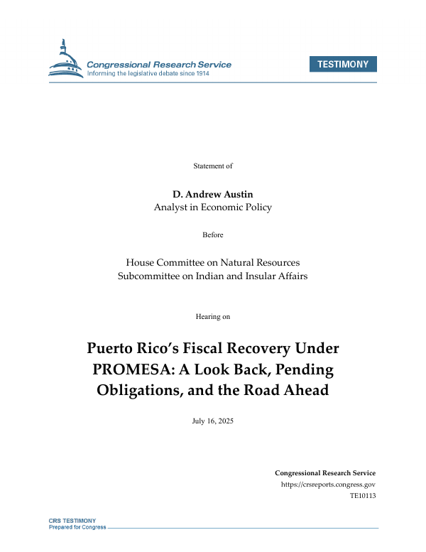 Puerto Rico’s Fiscal Recovery Under PROMESA: A Look Back, Pending ...