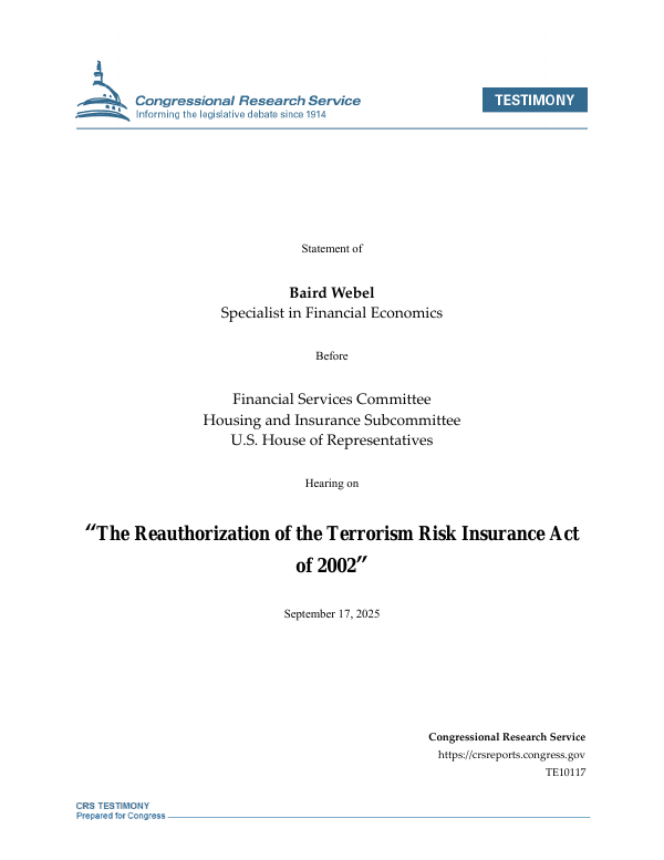 The Reauthorization of the Terrorism Risk Insurance Act of 2002 ...