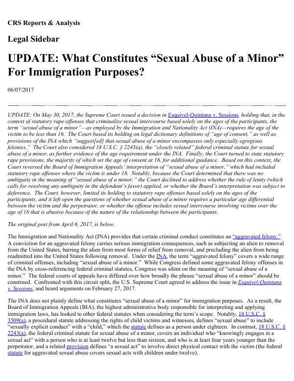 What Constitutes "Sexual Abuse of a Minor" For Immigration Purposes ...